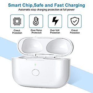 Wireless Charging Case Replacement Compatible with AirPods 3rd Generation, Air Pods 3 Charger Case with Pairing Sync Button - White