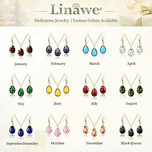 Linawe Emerald Crystal Jewelry Sets for Women, Gold Pendant Necklace Set, Green Diamond Drop Dangle Earrings Set, Boho Rhinestone Matching Jewelry for Wedding Bridal Bridesmaid