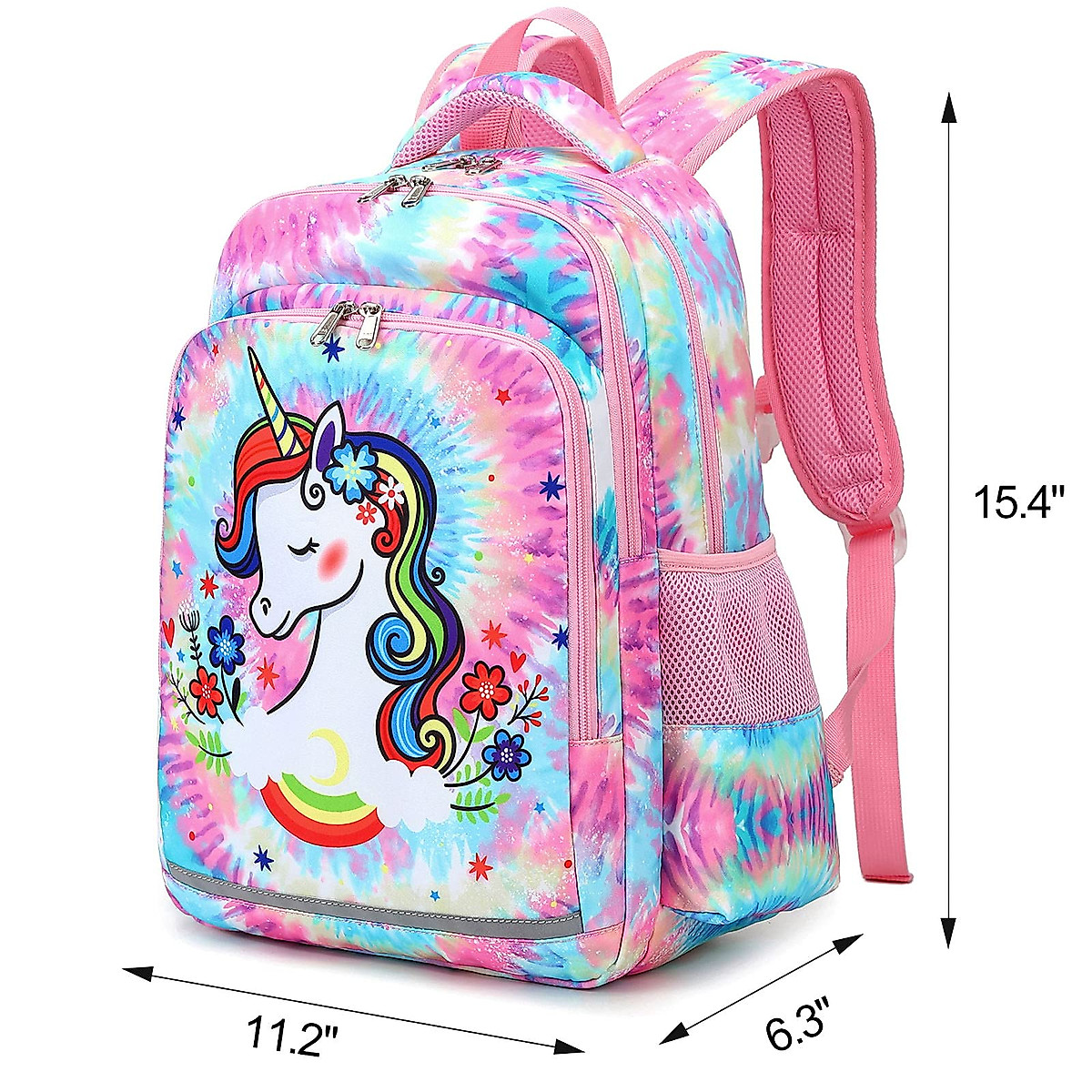 BTOOP Kids Backpack for Girls Preschool Backpacks Toddler Kindergarten School Bag with Chest Strap (Rainbow tie dye 6)