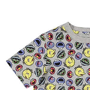 Sesame Street Boys Toddler Shirt Elmo Cookie Monster Big Bird Toddler Boys Allover Shirt (Heather, 5T)