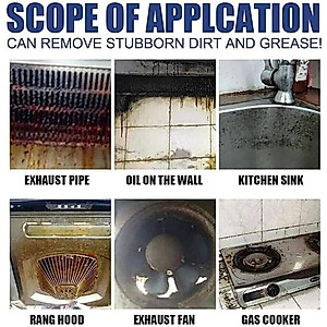 Foaming Heavy Grease Cleaner,, Kitchen Power Stain Remover Foam Cleaner, Stubborn Grease Stain Remover Spray,All Purpose Foam Cleansing Foam Spray，Solid Grease & Stain Remover No Rinse Cleaning Spray (100ml, 2 Pack)