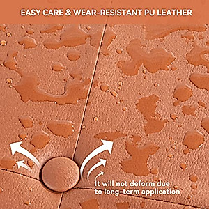 Nalupatio 24" Bar Stools Set of 2 Modern Counter Height Pu Leather Metal Backless for Kitchen Dining Cafe Stool with Footrest (Brown)