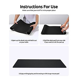 YSAGi Leather Desk Pad Protector, Office Desk Mat, Large Mouse Pad, Non-Slip PU Leather Desk Blotter, Laptop Desk Pad, Waterproof Desk Writing Pad for Office and Home (Black, 23.6" x 13.8")