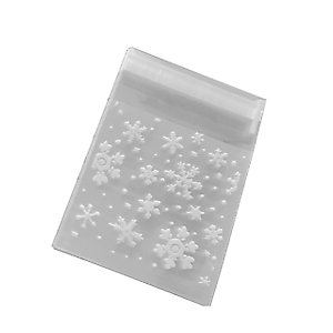 Healeved 200pcs Cellophane Bags Adhesive Snowflake Treat Bags Cellophane Party Bags Shoulder Strap Pads for Bags Cellophane Bags Small Cellophane Bags Pastry Bag To Bake