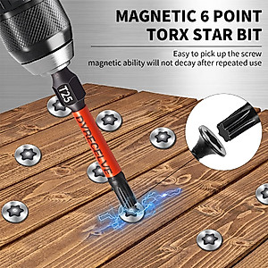 10-Pack T25 Torx Bits for Impact Driver- Torx Bit Set 2'' Long, Profession Star Bits Set, Magnetic T-25 Torx Bit, S2 Alloy Steel Torque Bits, T Bit Set 1/4'' Hex-Shank, Star Drill Bit Set, T25 Bit