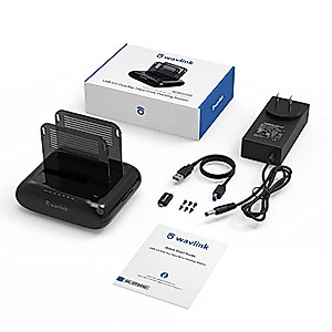 WAVLINK Dual Bay External Hard Drive Docking Station,USB 3.0 to SATA I/II/III for 2.5 or 3.5in HDD/SSD with Offline Clone Function, Supports UASP SATA 5Gbps[ 2x16TB Support]
