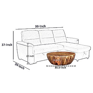 The Urban Port Mango Wood Coffee Table in Round Shape, Dark Brown