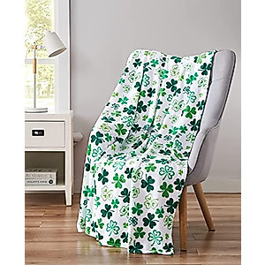 St. Patrick's Day Soft Throw Blanket: Greens of Ireland Clovers and Shamrocks Design (Shamrock Shenanigans)