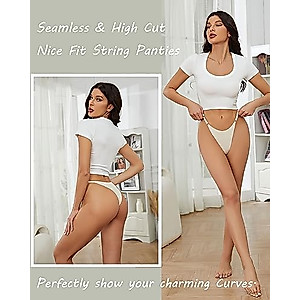 Bolivelan Adjustable Seamless String Underwear for Women G-String Thongs Panties High Cut Brazilian Briefs 6 Pack, US 4, Multicolor