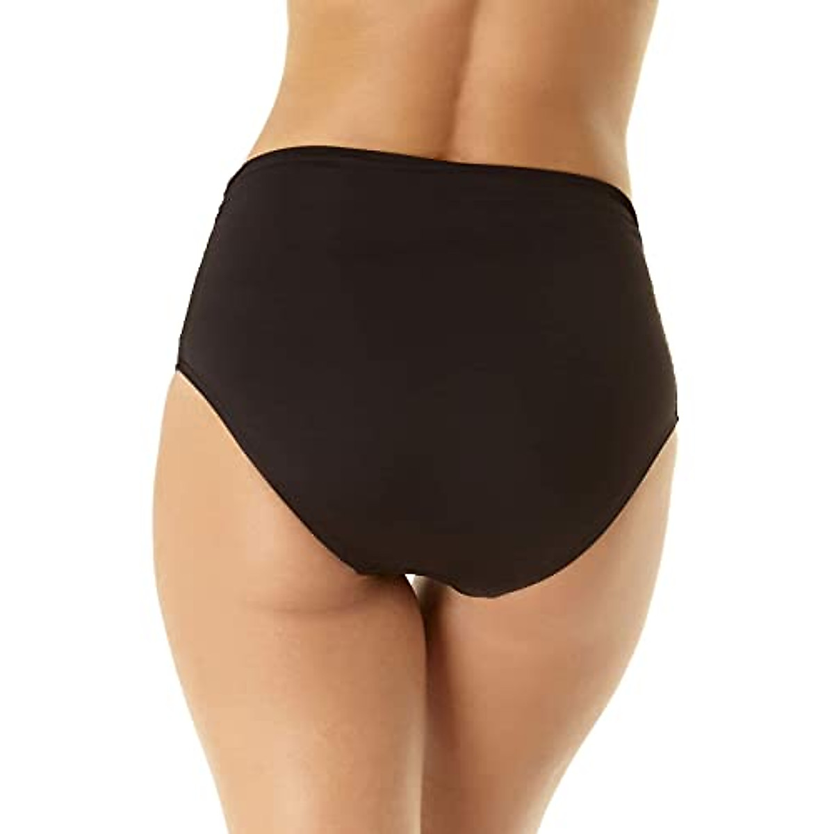Anne Cole Women's High Waist to Fold Over Shirred Bikini Bottom Swimsuit, Live in Color Black, Medium