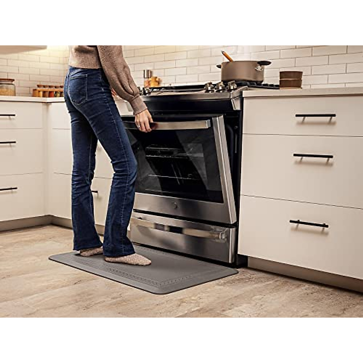 WeatherTech ComfortMat, 24 by 36 Inches Anti-Fatigue Mat - Slip Resistant Mat for Kitchen, Office, Garage - Stone Pattern, Tan