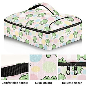 Kcldeci Insulated Thermal Food Carrier Insulated Casserole Carrier for Hot or Cold Food,Cute Frog in Various Poses Insulated Tote Bag for Potluck Cookouts Parties Picnic,Lasagna Lugger