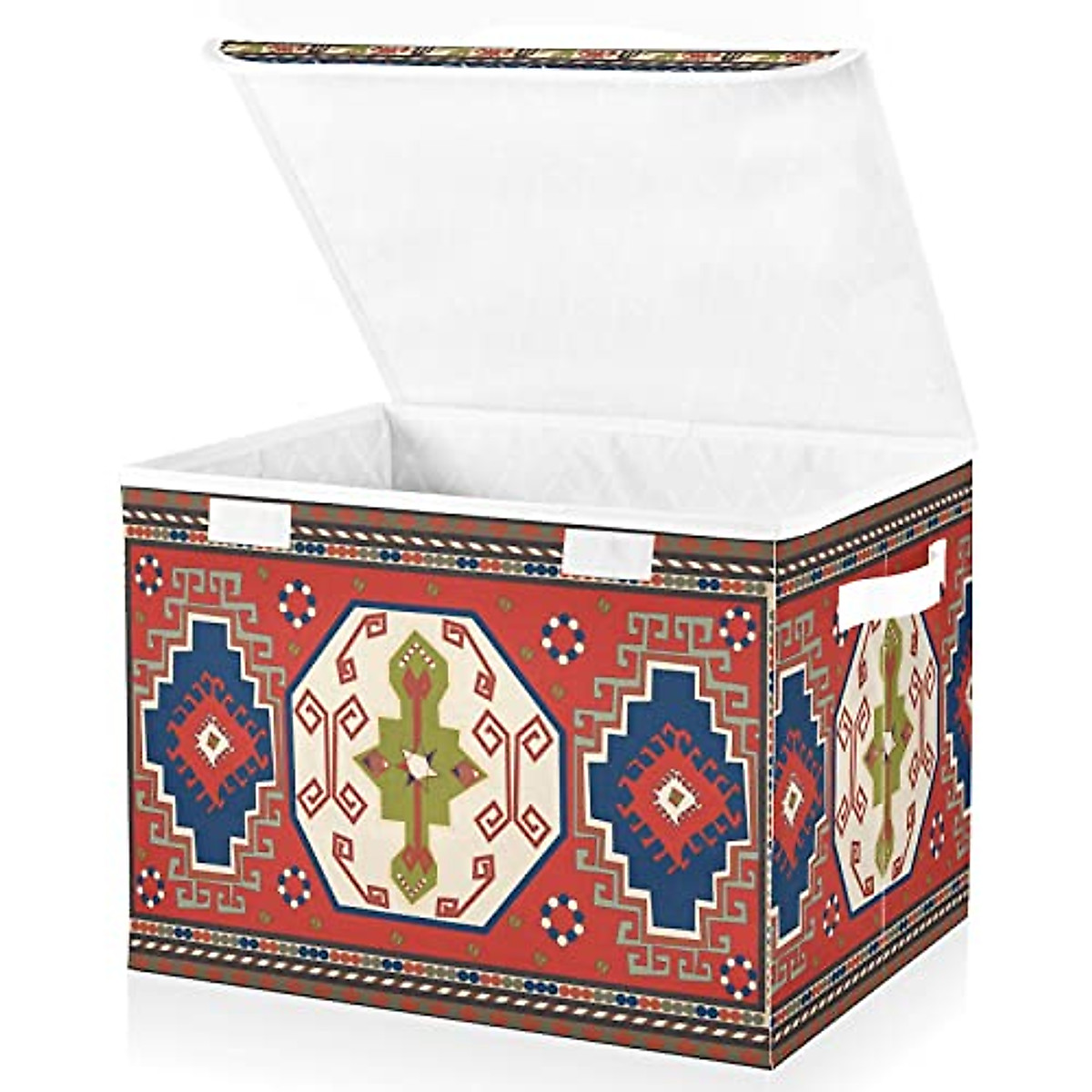 linqin Towel Storage Box with Lid for Shelves Persian Carpet Tribal Texture Storage Containers Collapsible Photo Box
