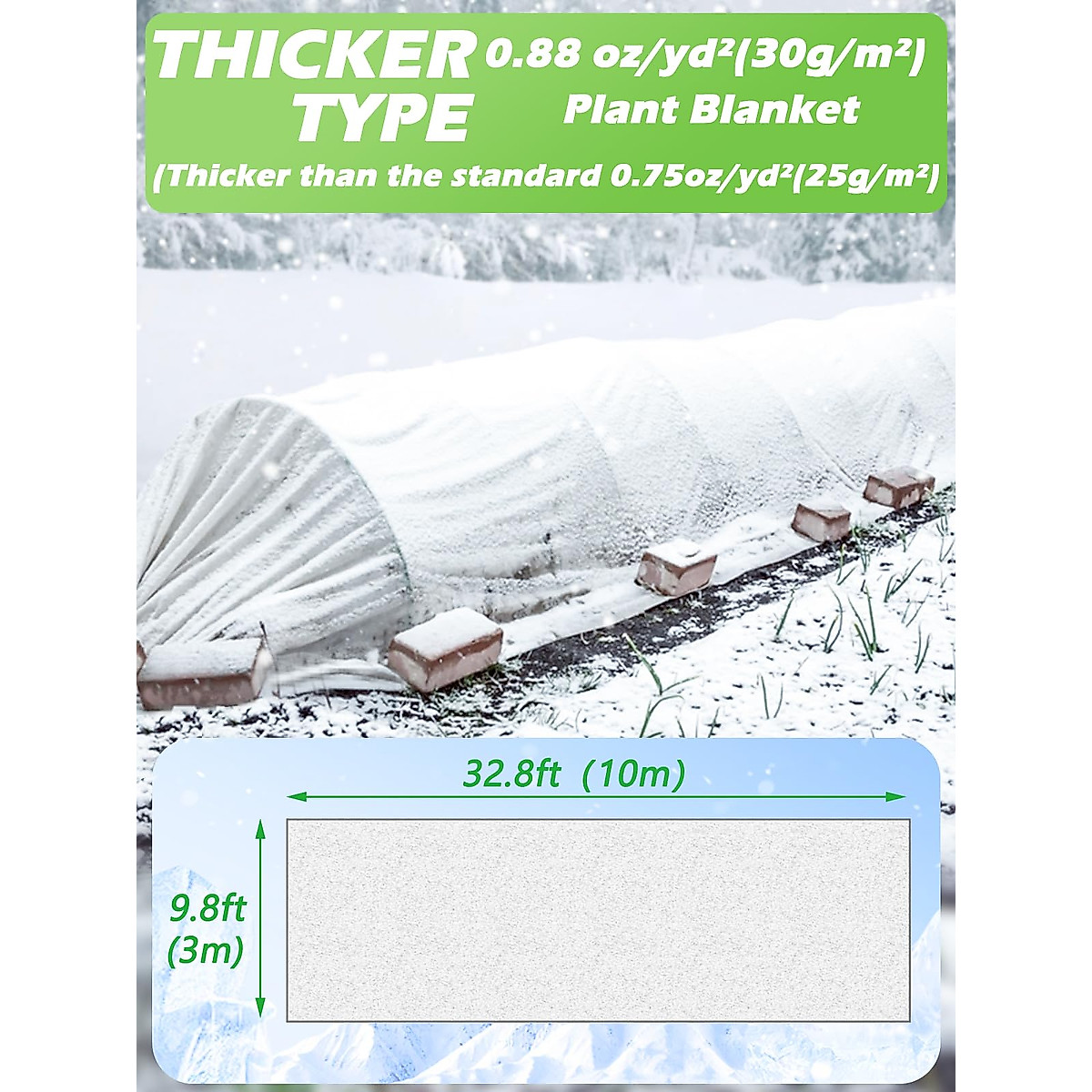 Abimars Plant Covers Freeze Protection 0.88 oz/yd², 9.8ft x 32.8ft Reusable Floating Row Cover for Garden, Frost Cloth Plant Freeze Protection, Plant Blanket for Outdoor Plants