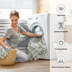 Farmhouse Area Rugs Washable Boho Living Room Vintage Olive Green 3x5 Neutral Modern Dusty Non Slip Small Carpet for Nursery Dining Room Bedroom