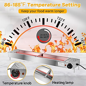 VIHOSE 36 Inches Food Strip Heater Electric Restaurant Food Heat Lamp 920w, 110v Temperature Adjustable Strip Warmer Food Heat Light for Food Warming Service Buffet Catering Commercial Kitchen