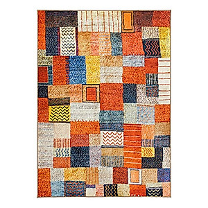 My Magic Carpet Washable Rug - Non-Slip, Stain Resistant, Waterproof, Foldable - 1 Piece Accent Living Room & Bedroom Area Rug - Pet & Kid Friendly (Patchwork Multicolor, 5X7 ft)