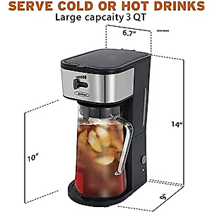 Sunvivi Iced Tea Maker and Iced Coffee Maker, 3-in-1 Coffee and Tea Machine Brewing System with 3 Quart Glass Pitcher, Strength Selector & Infuser Chamber, Perfect For Tea, Coffee, Lattes, Lemonade