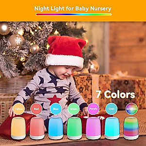 winshine Kids Night Light, 3 Way Dimmable Touch Night Light for Kids, 7 Colors Changing RGBW Rechargeable Portable Baby Night Light Lamp, Eye-Caring Night Light for Baby Nursery, Toddlers Bedroom