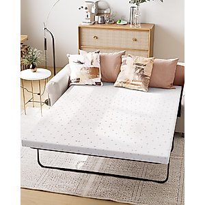Ferlizer 4" [Queen] Sofa Bed Mattress Replacement, Lavender Infused Memory Foam Sofa Mattress Topper with Ultra Soft Cover, CertiPUR-US Certified