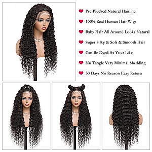Lace Front Wigs Human Hair 13x4 Deep Wave Lace Front Wigs Human Hair Pre Plucked 22 Inch Deep Wave Lace Frontal Human Hair Wigs for Black Women 180 Density Glueless Brazilian Human Hair Wigs (22inch)