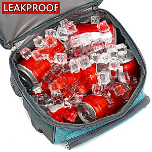 FlowFly Double Layer Cooler Insulated Lunch Bag Adult Lunch Box Large Tote Bag for Men, Women, With Adjustable Strap,Front Pocket and Dual Large Mesh Side Pockets,Sea Blue