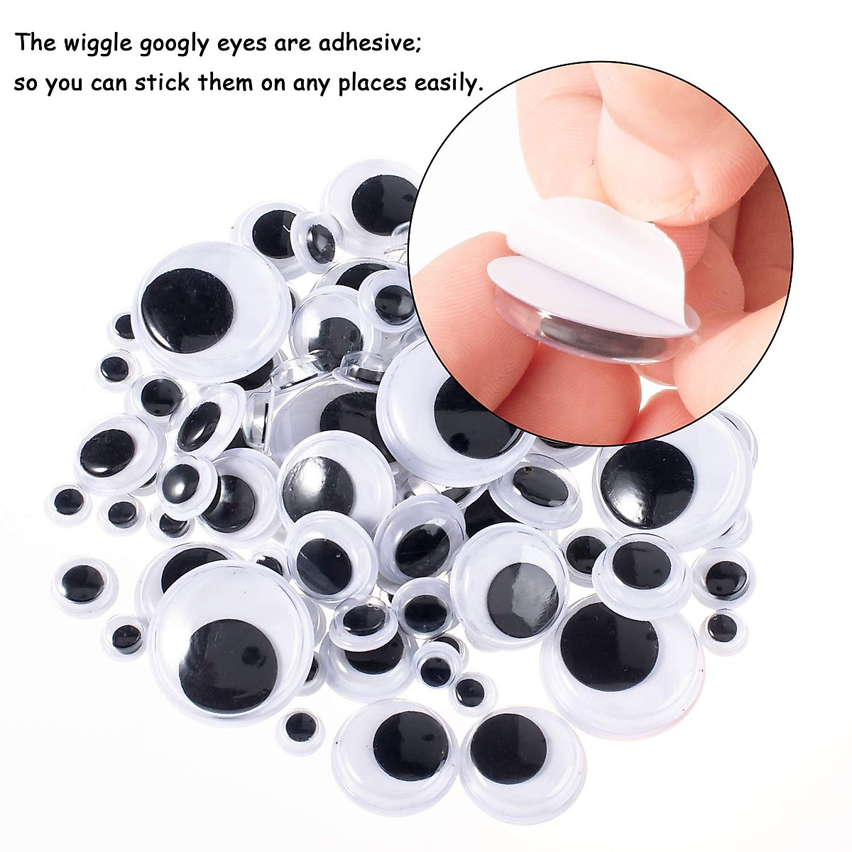 Whaline 350 Pcs Christmas Pipe Cleaners Set Including 100 Pcs Brown Craft Chenille Stems, 100 Pcs Multi Sized Wiggle Googly Eyes and 150 Pcs Pompoms for Christmas Craft Party DIY Art Supplies