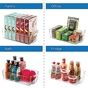 Set Of 8 Refrigerator Pantry Organizer Bins - Clear Food Storage Baskets for Kitchen, Countertops, Cabinets, Fridge, Freezer, Bedrooms, Bathrooms - Stackable Plastic Household Storage Containers