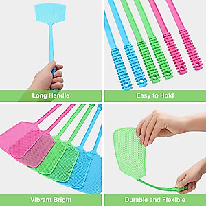 Multi-Pack Plastic Fly Swatters,Manual Colorful Flyswatters,6 Pack Heavy Duty Fly Killer,Work for Indoor,Garden,Office
