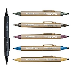 PROFOLIO by Itoya, Calligraphy Classics Doubleheader Marker, 1.5mm and 3mm Chisel Tips, Set of 6