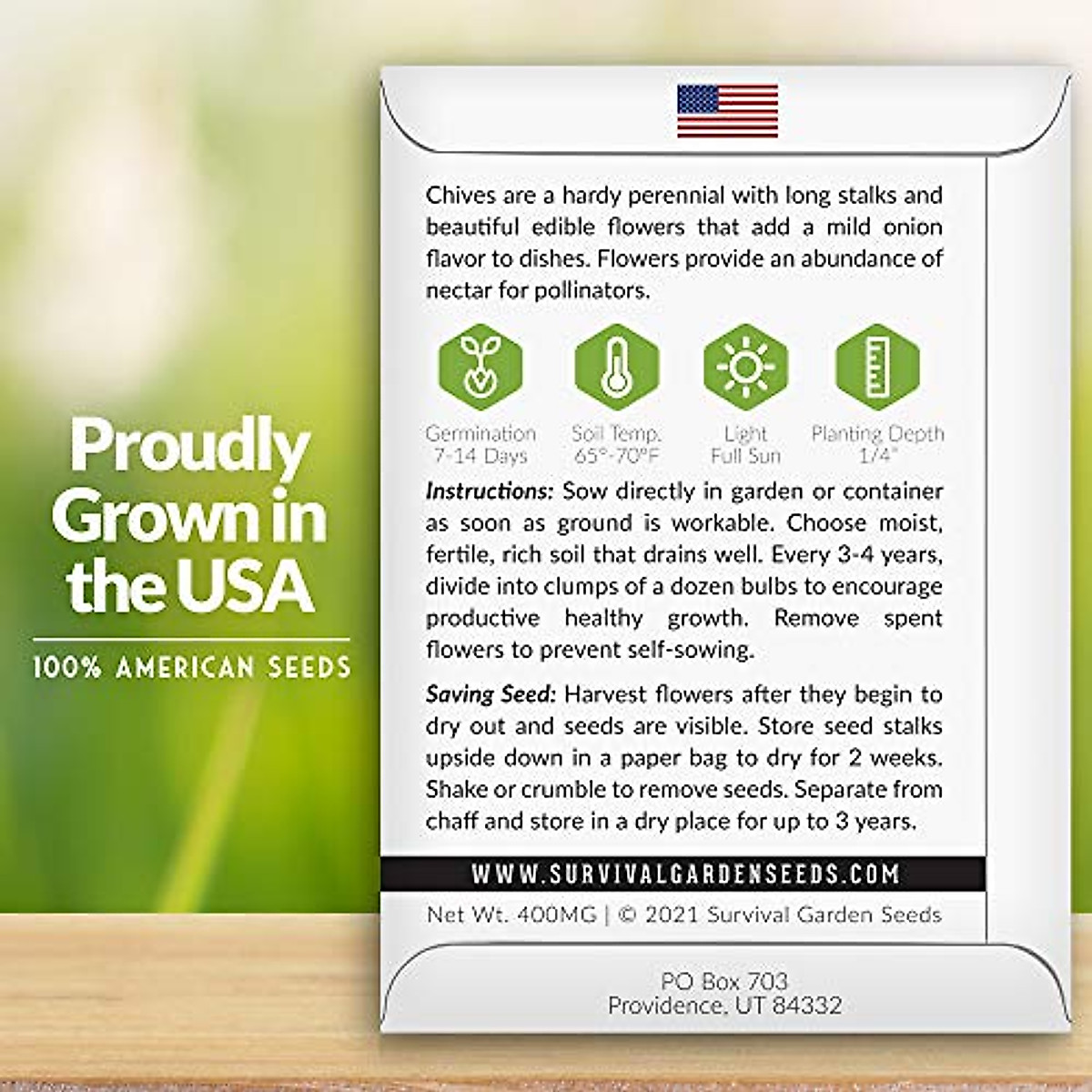 Survival Garden Seeds - Common Chives Seed for Planting - Packet with Instructions to Plant and Grow Delicious Perennial Herbs in Your Home Vegetable Garden - Non-GMO Heirloom Variety