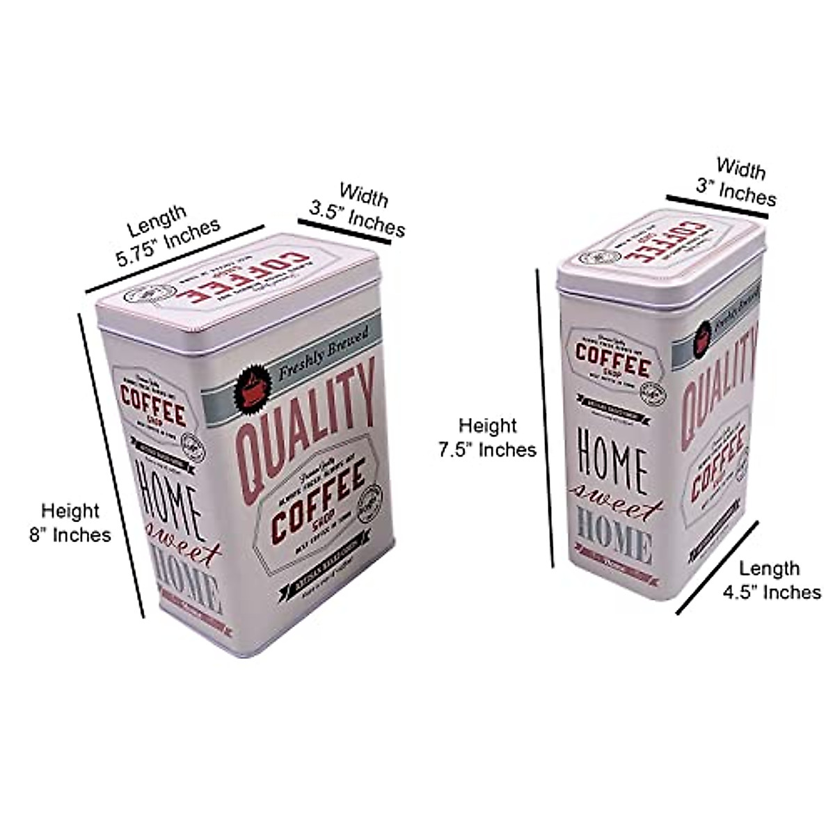 hadaaya Farmhouse Coffee Storage Container Set with Lids – Tall Rectangular Canisters for Coffee & Tea – Airtight White Kitchen Canister Set