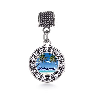 Inspired Silver - Bahamas Memory Charm for Women - Silver Circle Charm for Bracelet with Cubic Zirconia Jewelry