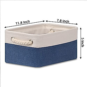 Bidtakay Baskets Set Fabric Storage Bins-Navy Blue Bundled Baskets of 2 Large Baskets 16" X 11.8" X 11.8" + 6 Small Baskets 11.8" X 7.8" X 5" for Closet, Shelves