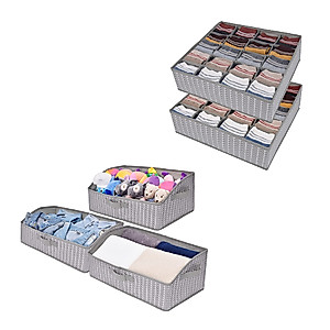 GRANNY SAYS Bundle of 3-Pack Trapezoid Closet Storage Bins & 2-Pack Socks Storage Organizers