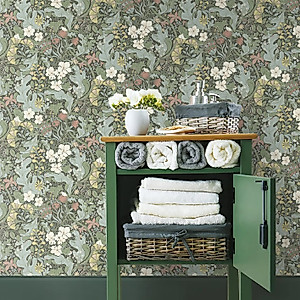 HeloHo Peel and Stick Wallpaper Green Floral Wallpaper for Bedroom Self Adhesive Removable Wallpaper Waterproof Contact Paper for Living Room Bedroom Decor 16.1" X 78.7"
