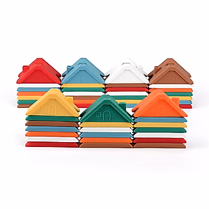 lofca Silicone Building Block Baby Educational Montessori Toy Toddler Stacking Sets House 7 Pieces