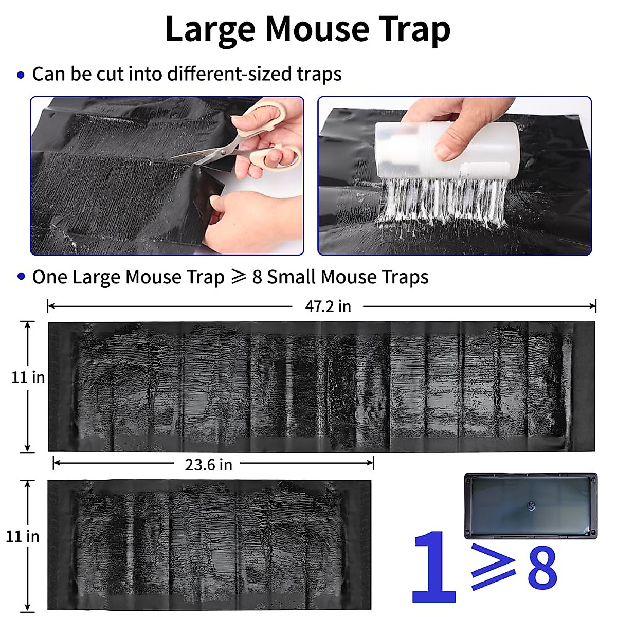 6 Pack Mixed Sizes Large Rat Traps, Heavy Duty Sticky Mouse Traps for House Indoor, Extra Strength Snake Traps for Mice Rat Snake Roach Lizard Spider Scorpion and Other Pests