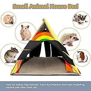 Y-DSIWX Guinea Pig Hideout Cozy Hamster House Cave for Bunny Chinchilla Hedgehog Small Animal Rainbow