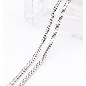 NVENF Long Sweater Chain Double Circle Pendant Necklace Bold Snake Chain Women Statement Necklace (Silver-tone)