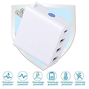 USB Wall Charger WANLONGXIN4 Port USB Charging Multiport Charger 53W Wall Charger for iPhone 13 12 11 Pro Xs/Max/XR/X/8/7/Plus iPad Pro/Air 2/Mini/iPod Galaxy S9/S8/S7