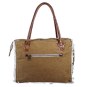 VINTAGE CRAFTS Bags Sel De Mer Upcycled Canvas Hand Bag Upcycled Canvas & Cowhide Tote Bag Radiant Leather Bag