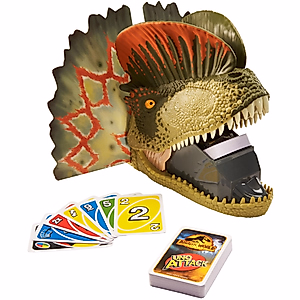 Mattel Games ​UNO Attack Jurassic World Domination Card Game for Kids & Family Night with Dinosaur Card Launcher, Lights & Sounds