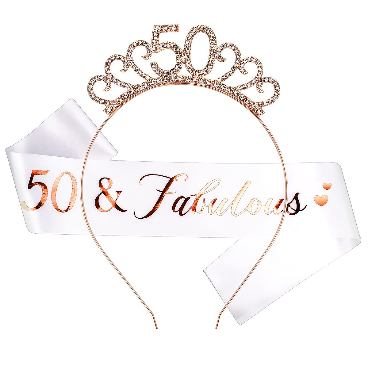 CIEHER 50th Birthday Gifts for Women, 50th Birthday Sash and 50th Birthday Tiara Set, 50th Birthday Decorations Women Turning 50 Birthday Party Favors