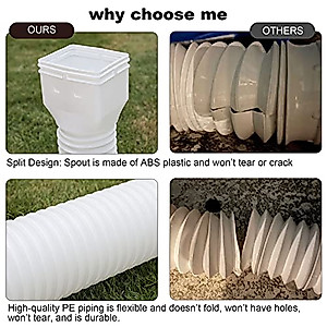 Plusgutter White-2pack Rain Gutter Downspout Extensions Flexible, Drain Downspout Extender,Down Spout Drain Extender, Gutter Connector Rainwater Drainage,Extendable from 21 to 68 Inches.