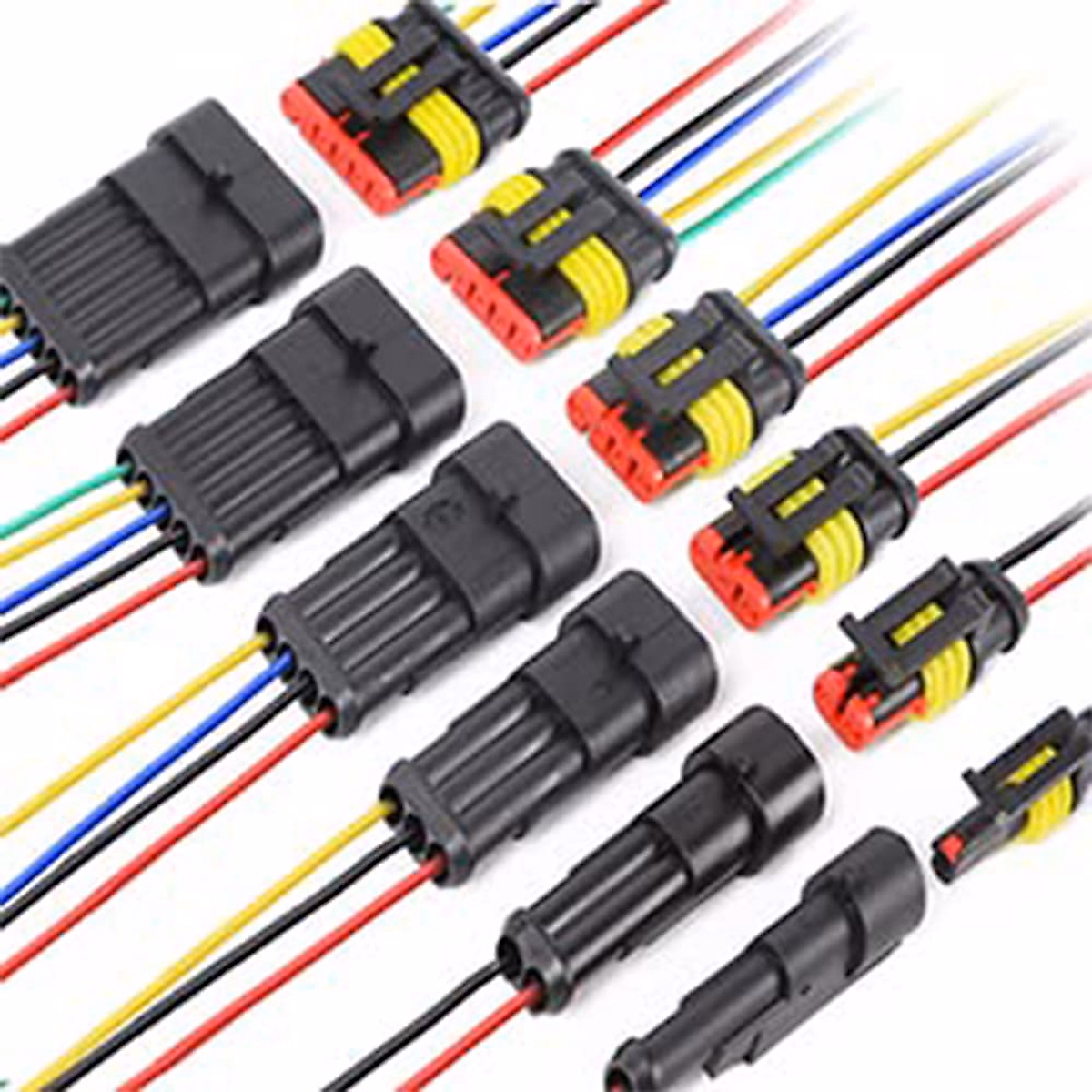 Amliber 798Pcs 50 Kits Waterproof Automotive Electrical Connector Terminals 1/2/3/4/5/6 Male&Female Pin Automotive Wire Connectors Kit for Car Motorcycle Marine 22-16 AWG