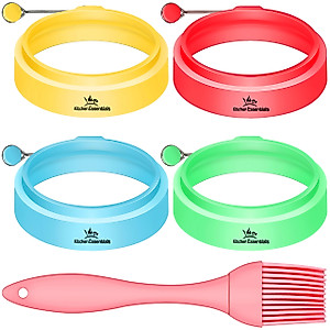 Silicone Egg Rings, Premium Nonstick Multicolored Cooking Ring Molds for Eggs, Pancakes, Mcmuffin Breakfast Sandwiches, English Muffins, Crumpets, and More (4-Pack)