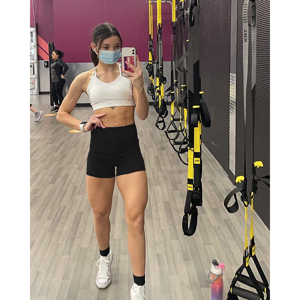 Aurgelmir Women's Workout Shorts High Waist Booty Gym Yoga Pants Butt Lifting Sports Leggings Basic Biker Shorts Black