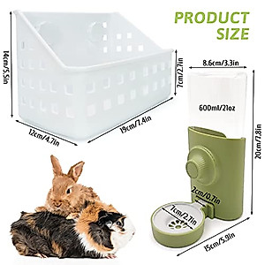BNOSDM Rabbit Hay Feeder Rack Bunny Water Dispenser No Drip for Cage Guinea Pig Feeding Set with 600ml Hanging Water Bottle and Hay Holder for Rabbits Bunnies Small Animals Chinchillas Hedgehogs