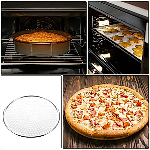 Hemoton Pizza Oven Tools 9 Inches Pizza Pan Even Heating Accessories Non Stick Tray Kitchen Tools Plate Hole Home Baking Bakeware Perforated Aluminum Alloy Kitchen Gadget Perforated Pizza Pan
